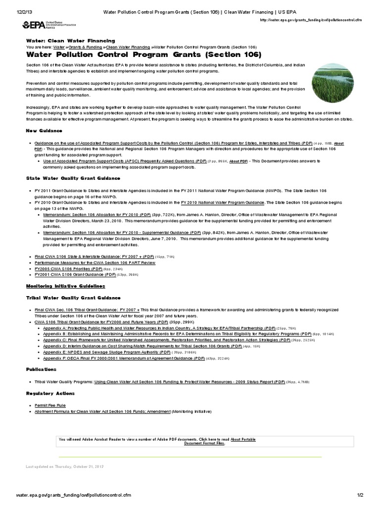 Water Pollution Control Program Grants (Section 106) - Clean Water ...
