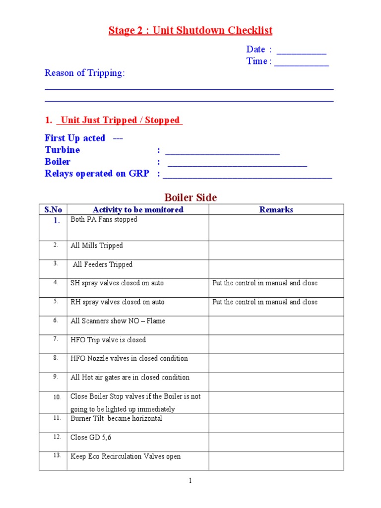 Stage 2 Shutdown Start Up Log | PDF | Steam Power | Energy Technology