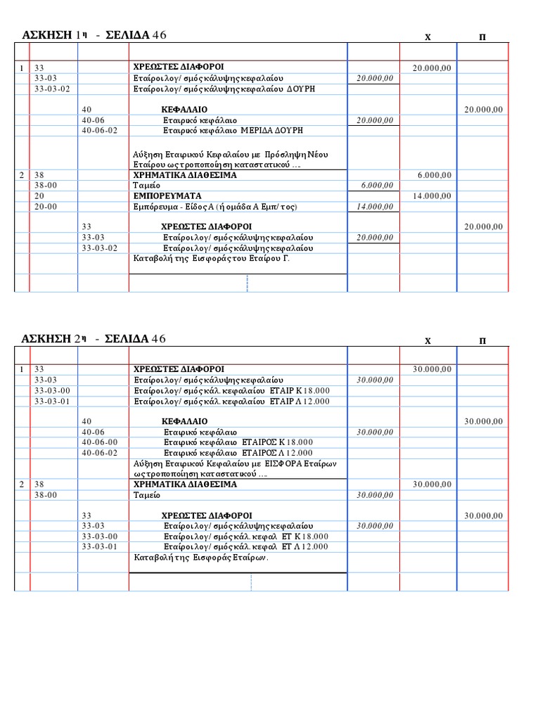 ΛΟΓΙΣΤΙΚΗ ΕΤΑΙΡΕΙΩΝ ΛΥΣΕΙΣ ΑΣΚΗΣΕΩΝ ΣΕΛ.46 1-6 | PDF