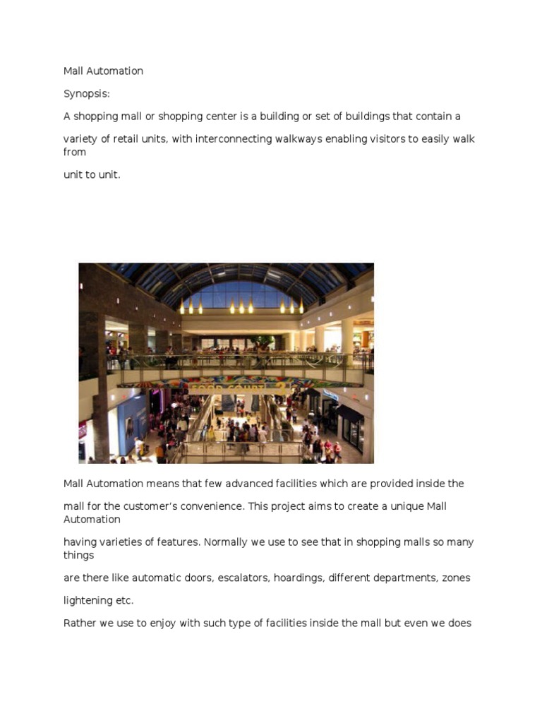 Automation Of Mall Pdf Shopping Mall Automation