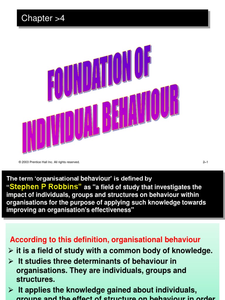 (Ch01) - Foundation of Individual Behavior - STD | PDF | Organizational ...