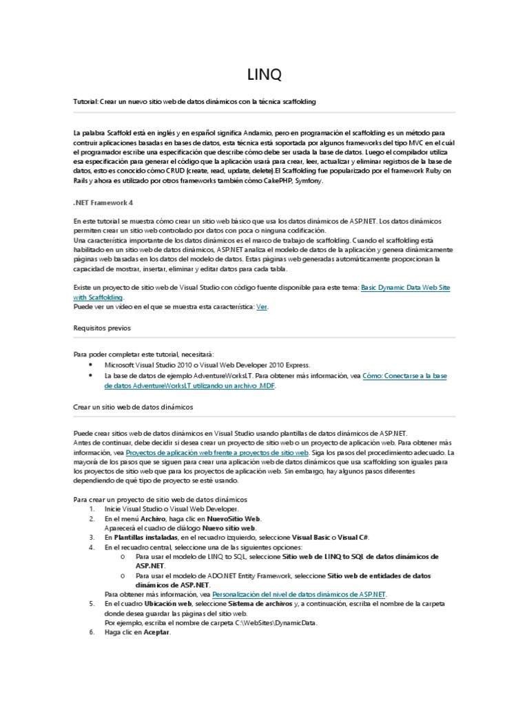 Tutorial N°1 Linq | PDF | Microsoft Visual Studio | Marco de software
