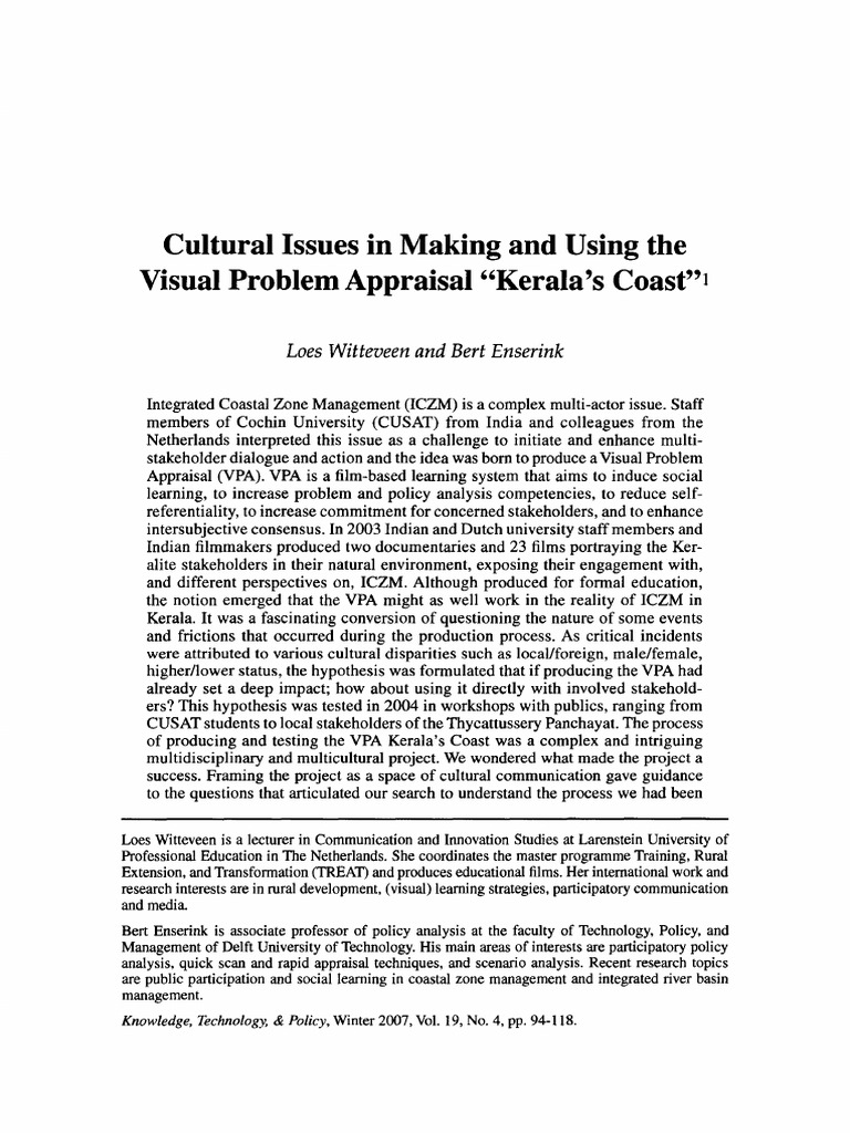 Cultural Issues in Making and Using The Visual Problem Appraisal ...