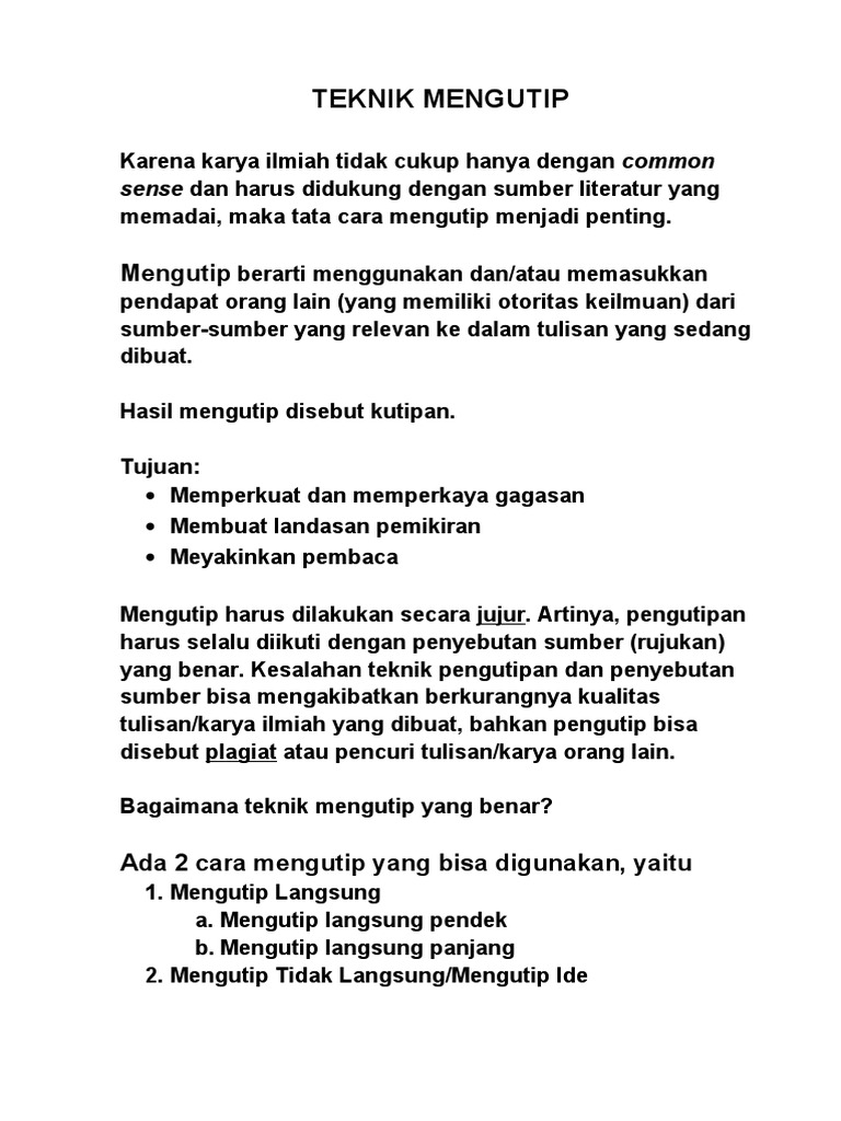 Teknik Mengutip | PDF