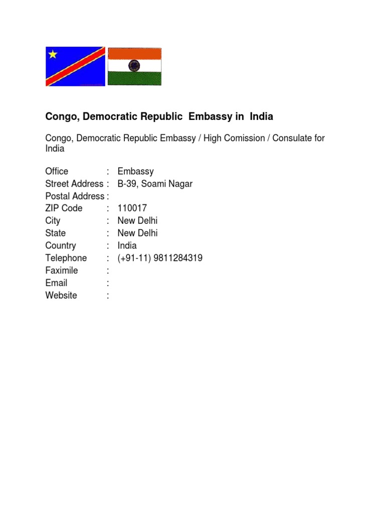 Congo Embassy in India Contact Details | PDF