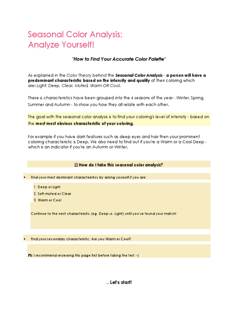 Seasonal Color Analysis | PDF | Qualia | Color