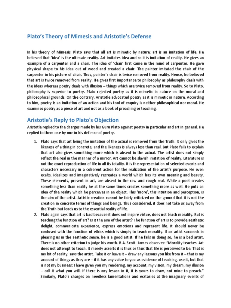 The Mimetic Theory of Art | PDF | Tragedy | Aristotle