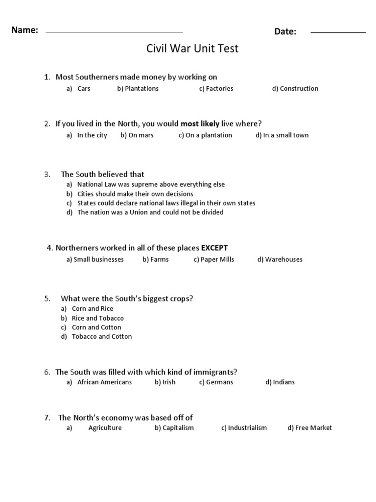 Summative Assessment | PDF | Southern United States | Union (American ...