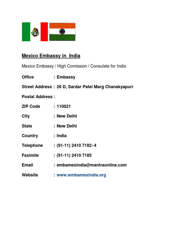 Mexico Embassy in India | PDF | Business