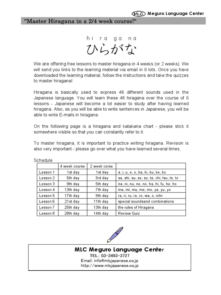 Master Hiragana in 4 Weeks Course | PDF | Language Arts & Discipline