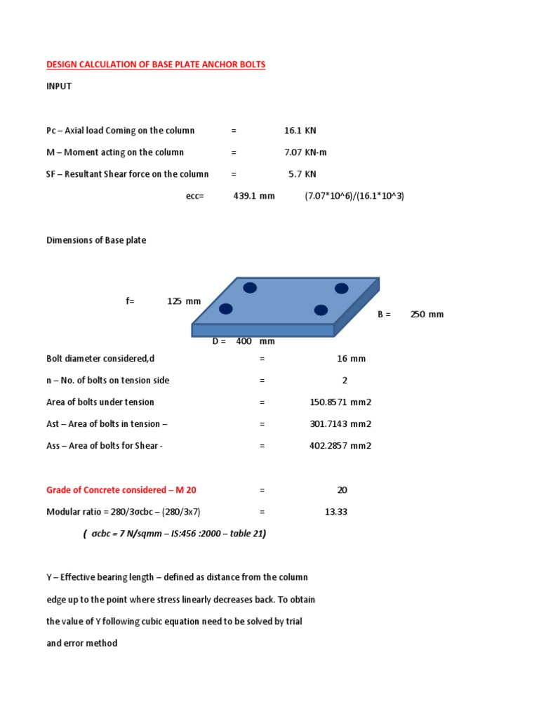 Design of Anchor Bolt