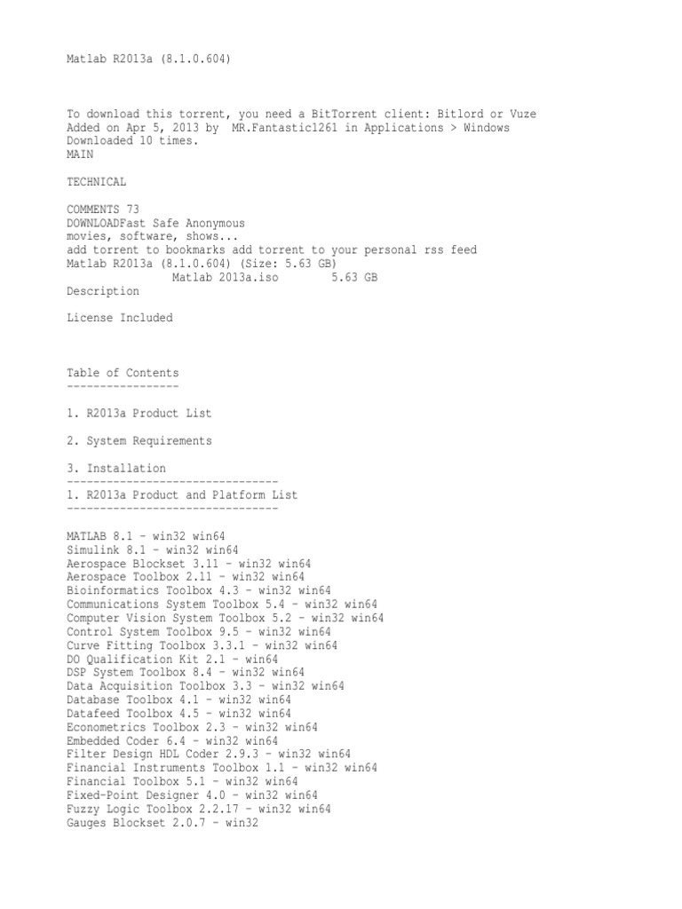 A Guide to Installing and Activating Matlab R2013a on Windows Systems ...