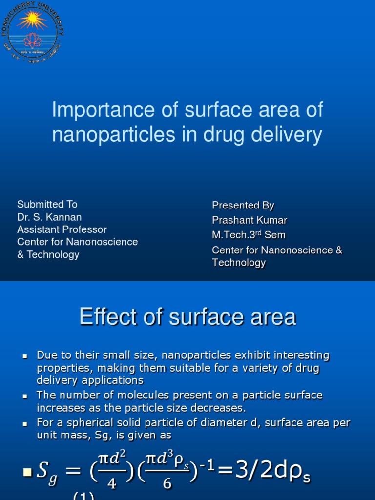 Importance of Surface Area of Nanoparticles in Drug Delivery | PDF
