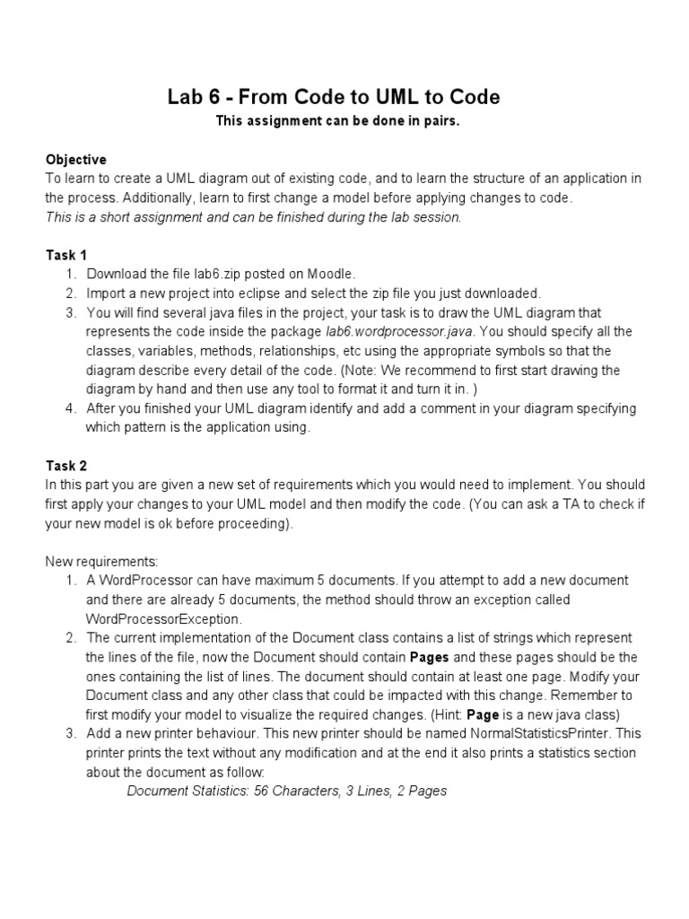 CSE110 Lab6 Instructions | PDF | Java (Programming Language) | Unified Modeling Language