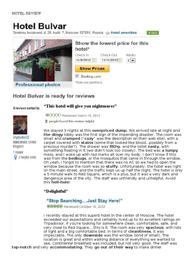 Hotel Review | PDF | Hotel And Accommodation | Tourism And Leisure