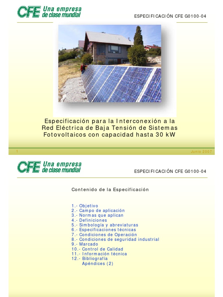 Cfe Go100-04 | PDF | Fotovoltaica | Energía solar