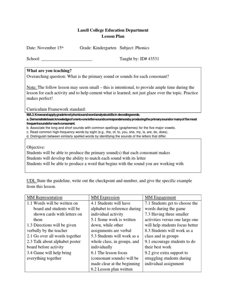 Phonics Lesson Plan | PDF | Phonics | Lesson Plan
