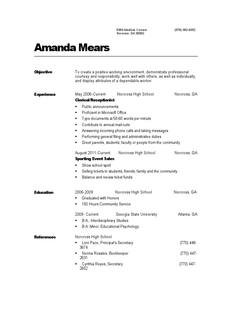 Amanda Mears Resume | PDF