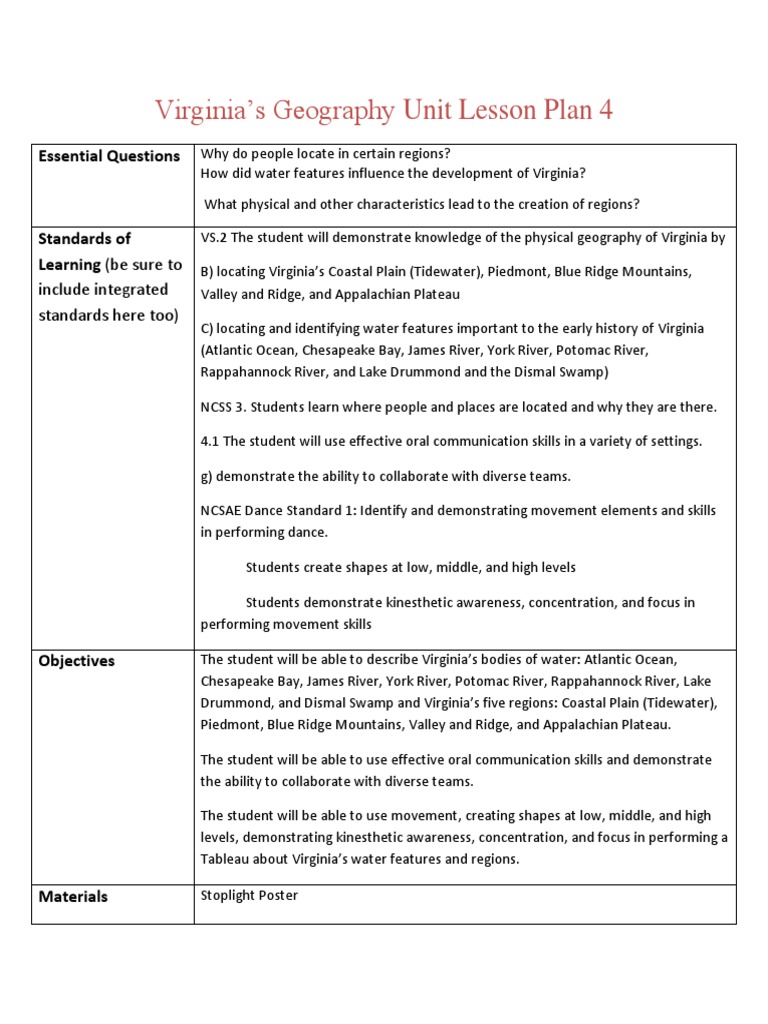 Freeman Ss Unit Lesson Plan 4 | PDF | Virginia | Appalachian Mountains