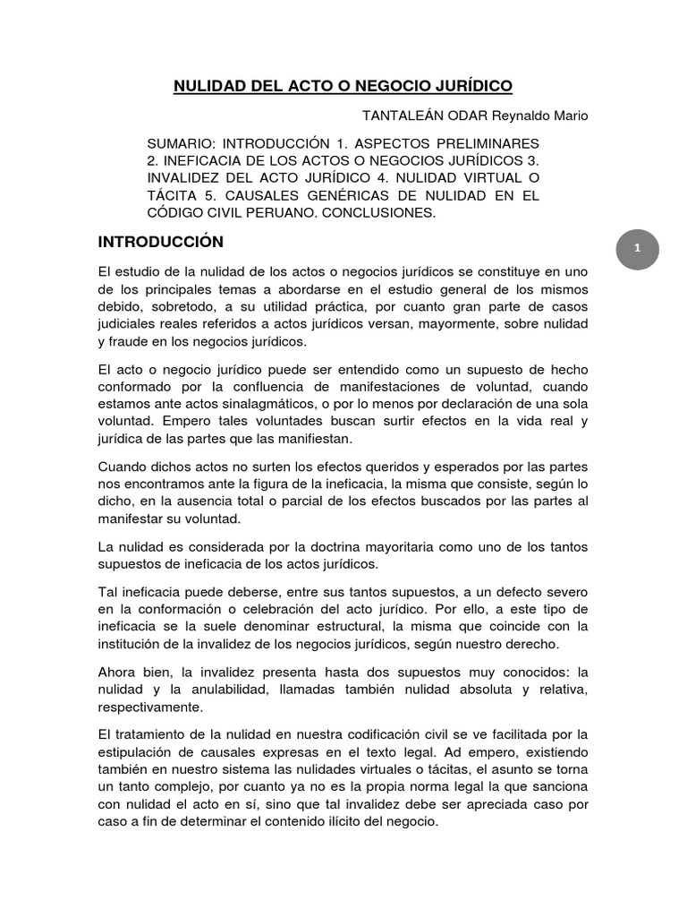 Nulidad del Acto Jurídico: Conceptos Clave | PDF | Nulo (ley ...