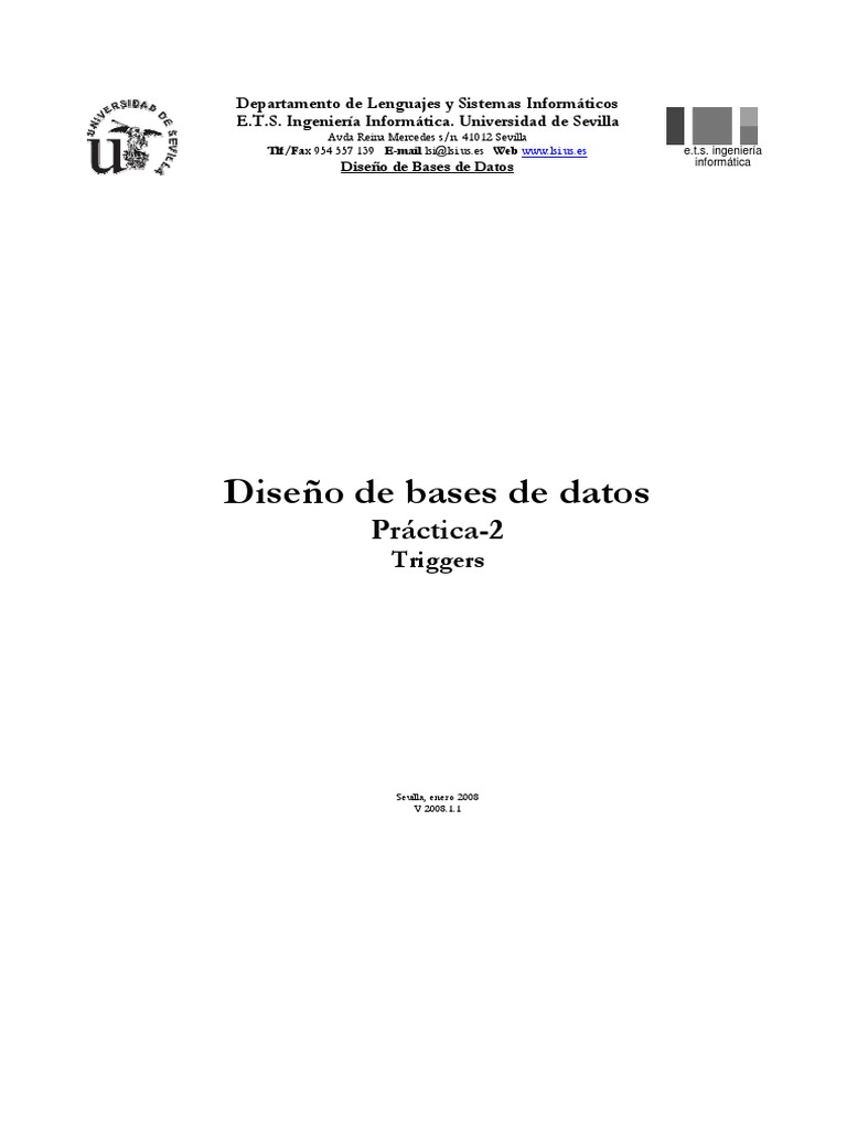DBD P2. Triggers | Descargar gratis PDF | SQL | Tabla (base de datos)
