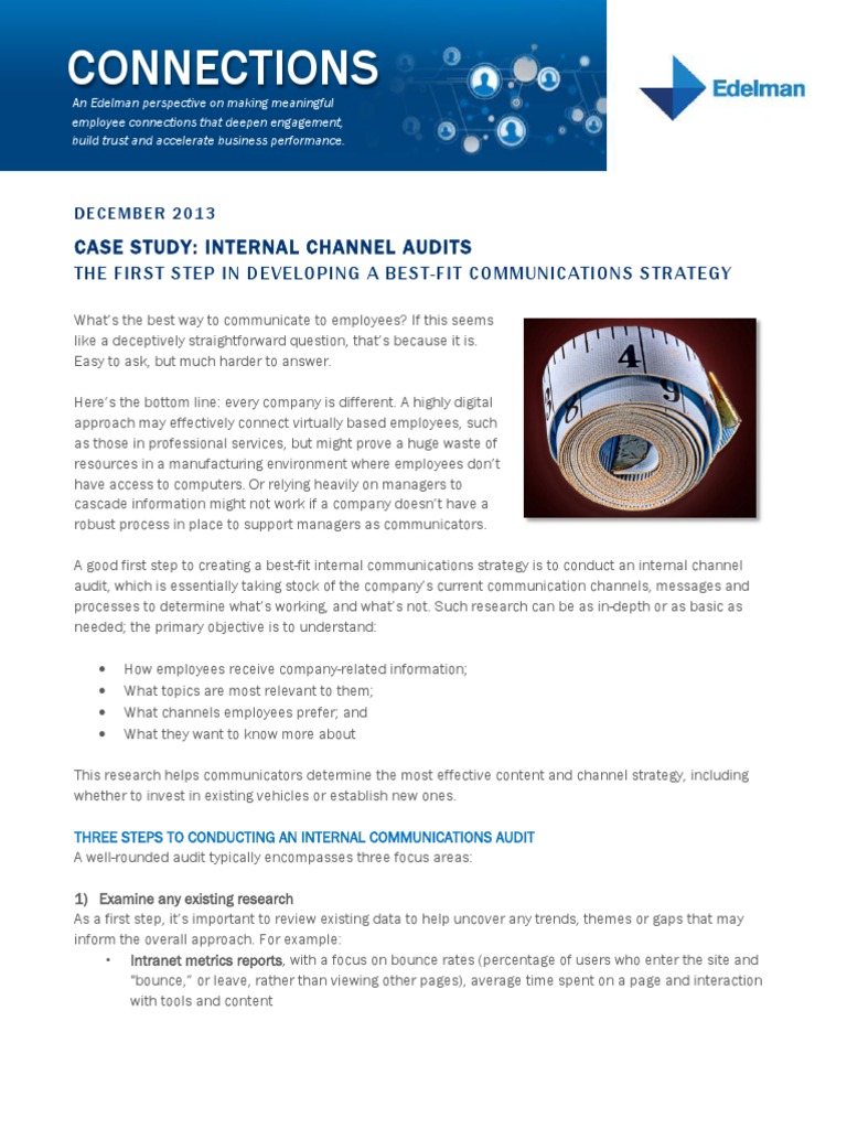 Employee Engagement Case Study: Internal Channel Audits | PDF | Survey ...