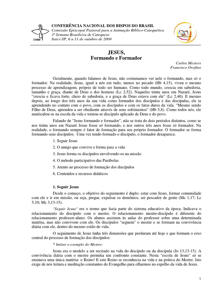 Carlos Mesters - Jesus Formando e Formador | PDF | O Reino de Deus ... Carlos Mesters - Jesus Formando e Formador | PDF | O Reino de Deus ...