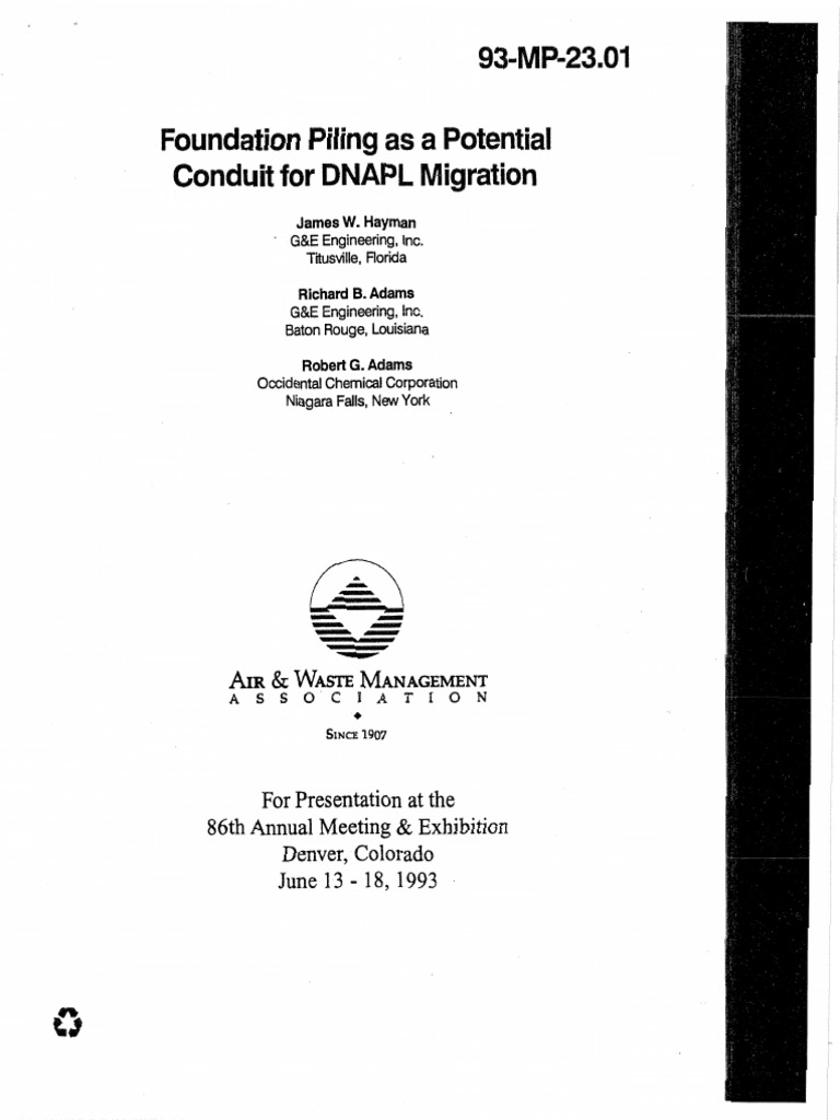 DNAPL Migration Risks in Foundation Piling | PDF | Deep Foundation | Soil