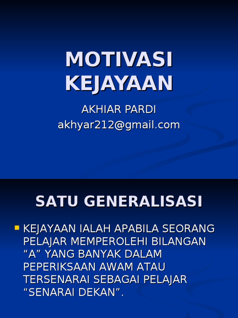 Motivasi Kejayaan Diri | PDF