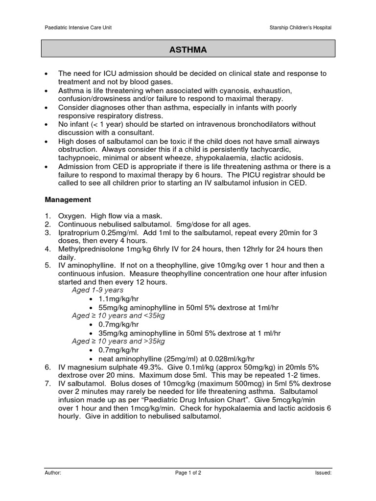 Asthma Protocol | PDF | Asthma | Intravenous Therapy