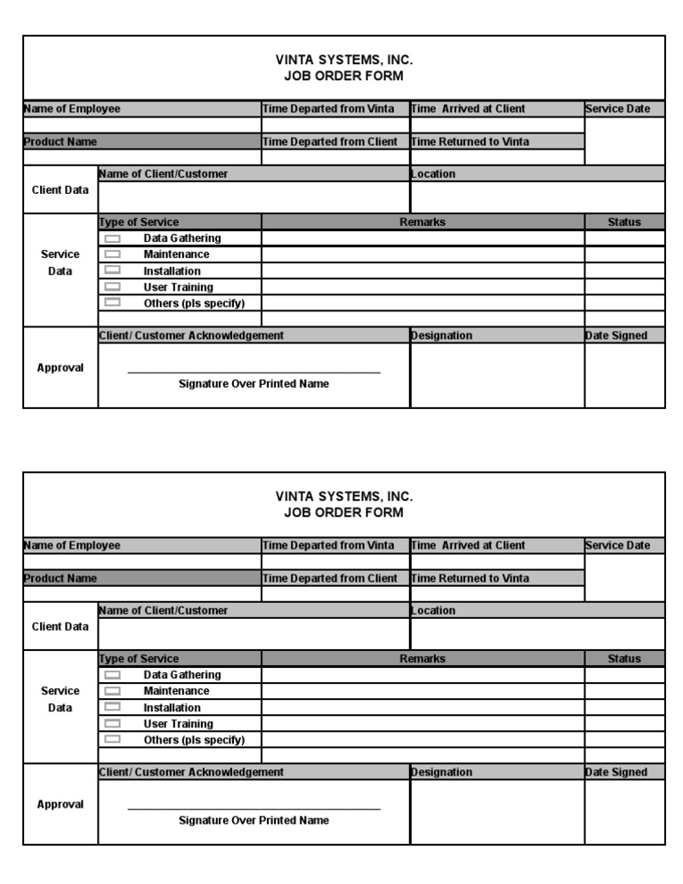 Revised Job Order Form 2 Joemar | PDF
