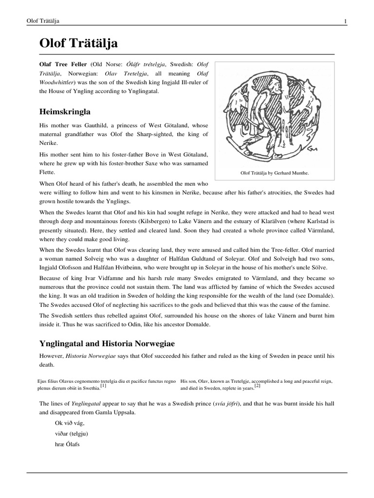 Olof Trätälja | PDF | Scandinavia | Viking Age