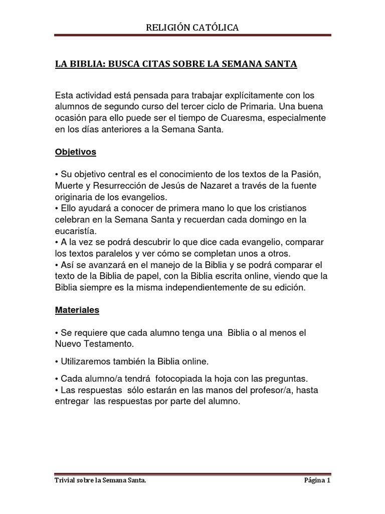 LA BIBLIA Preguntas Sobre Semana Santa | PDF | Religión y espiritualidad