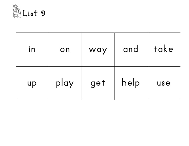 Sight Word List 9 | PDF
