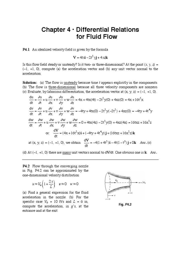 Solution For Chapter 4 Differential Flow | PDF | Navier–Stokes ...