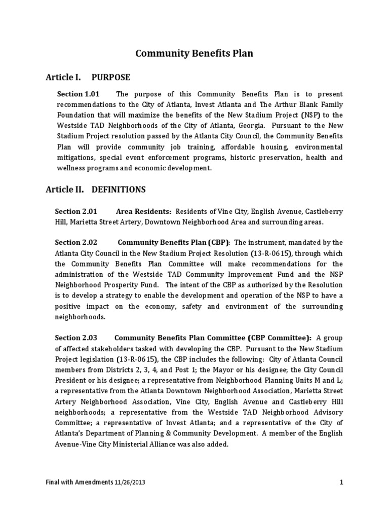 Atlanta Falcons Community-Benefits Plan | PDF | Urban Agriculture | Atlanta