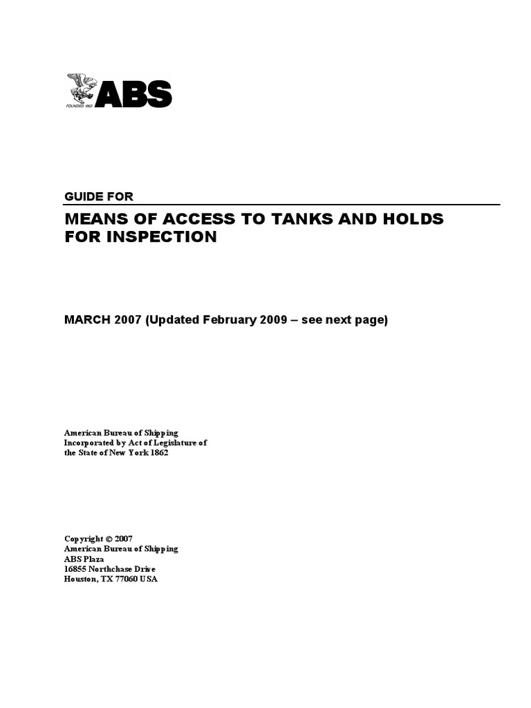 ABS Guide for Access to Tanks and Holds for Inspection | Oil Tanker ...
