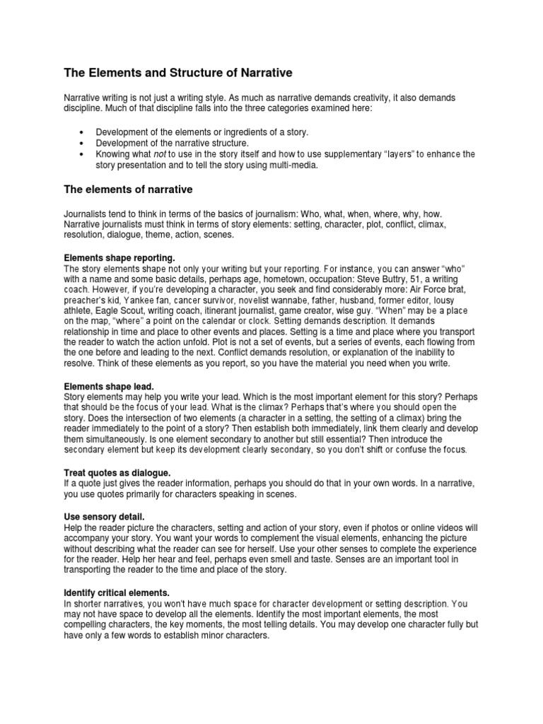 Key Elements of Narrative Structure | PDF | Narrative | Plot (Narrative)