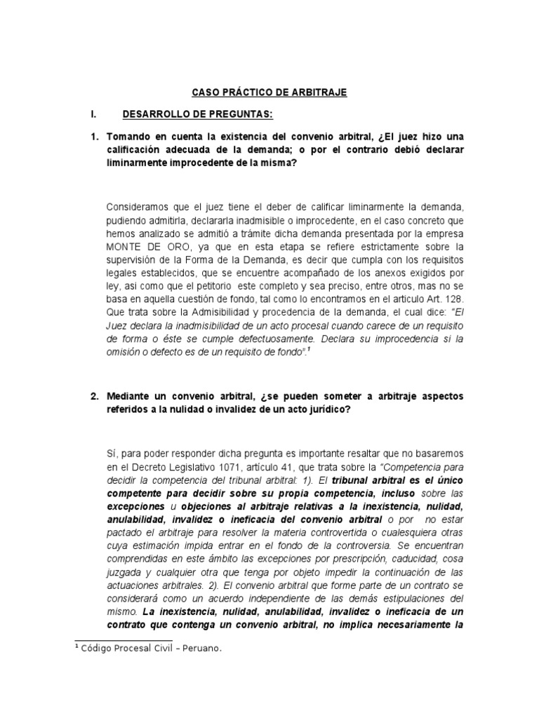 Caso Practica-Arbitraje 1 | PDF | Arbitraje | Procedimiento legal
