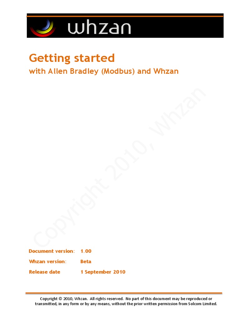 Getting Started With Allen Bradley (Modbus) and Whzan-V1.00 | PDF