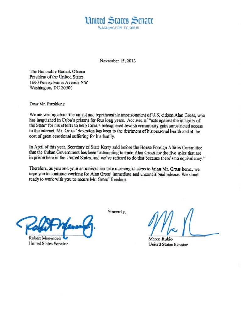 Nov. 15 Letter From Senators On Gross | PDF