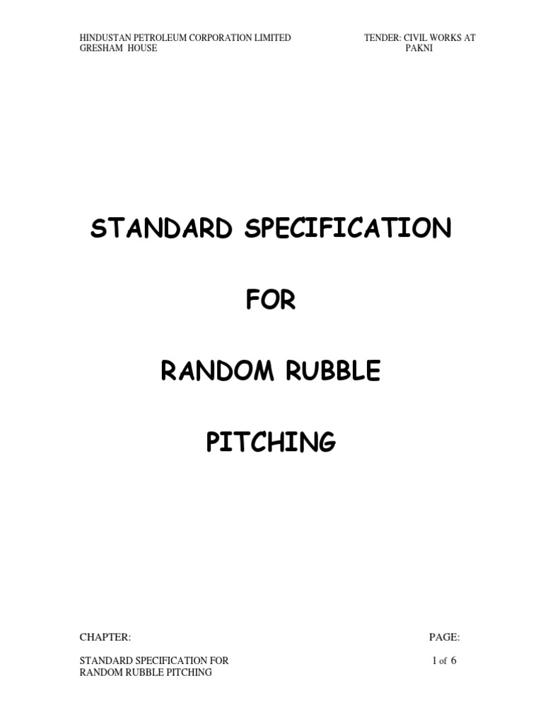 Random Rubble Pitching Specifications | PDF | Business