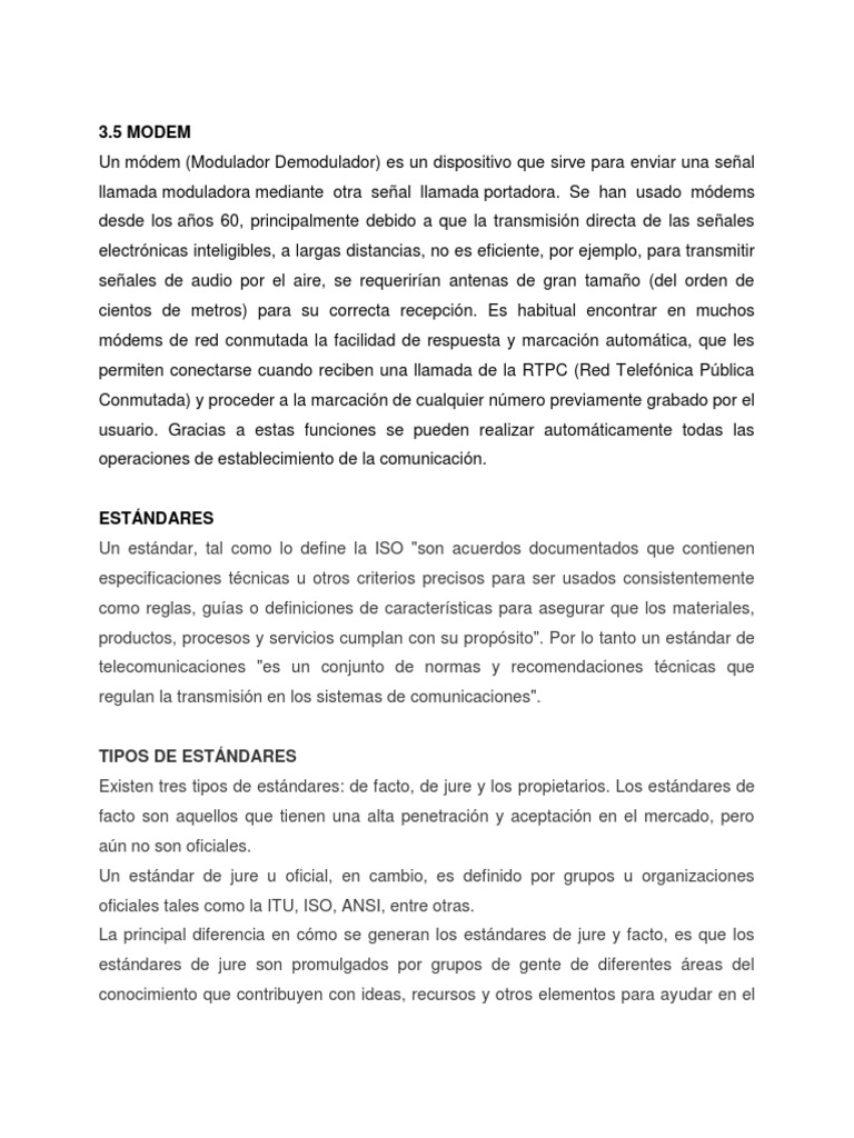 3.5 Modem Estandares y Protocolos | PDF | Módem | Telecomunicaciones