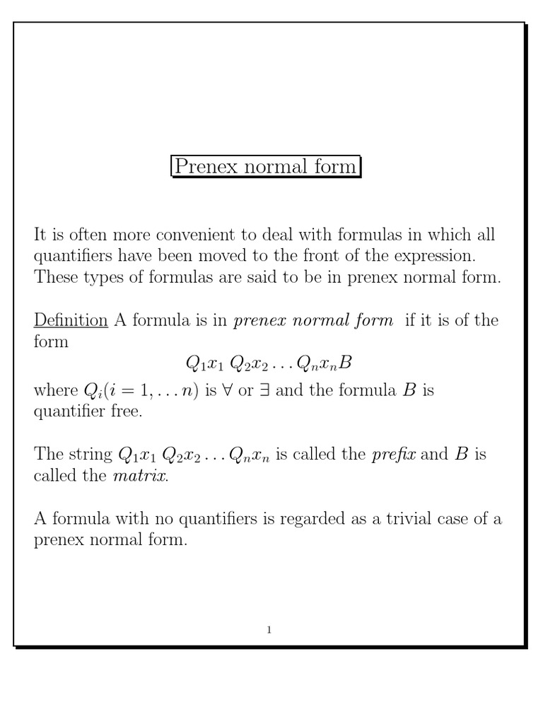 Understanding Prenex Normal Form | PDF