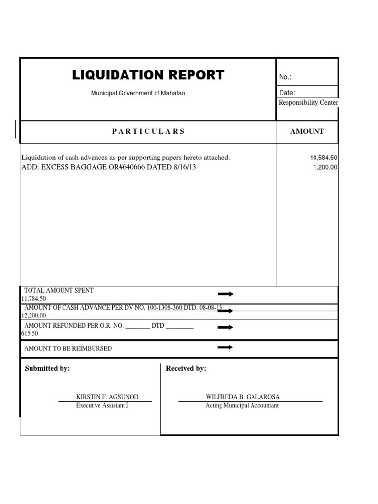 Liquidation Form | PDF
