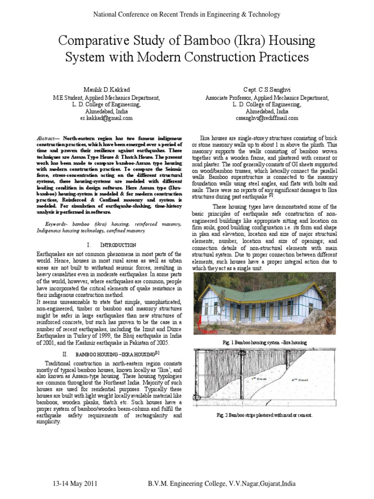 Comparative Study of the Seismic Performance of Traditional Bamboo ...