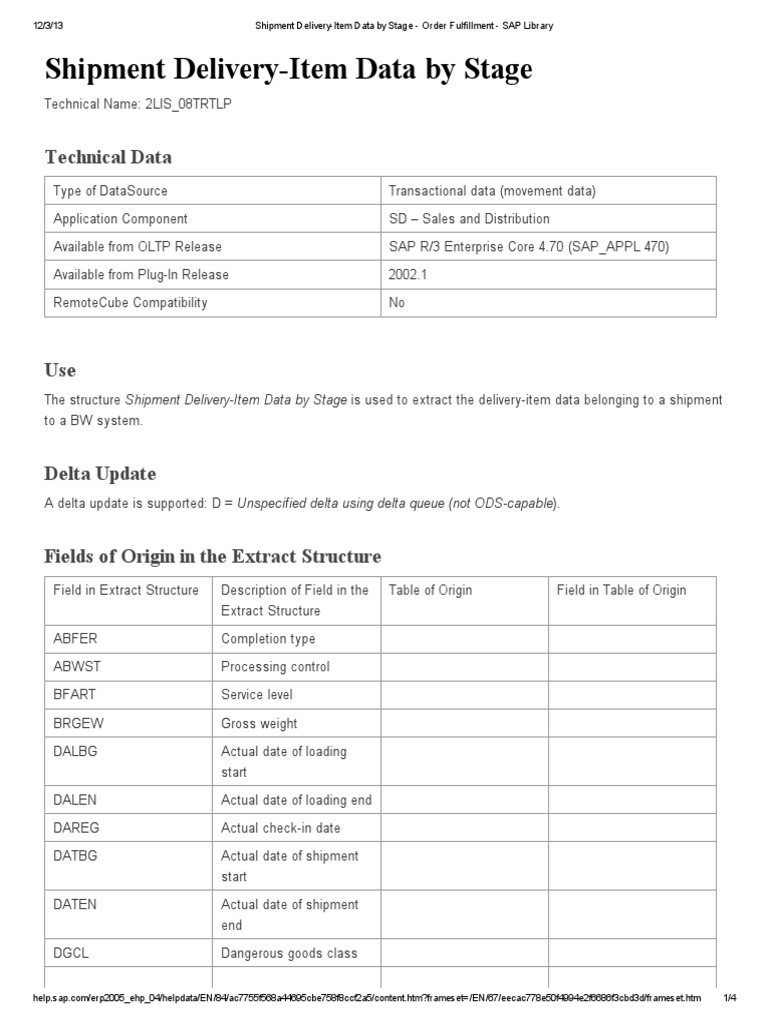 SAP Shipment Delivery-Item Data | PDF | Packaging And Labeling | Business