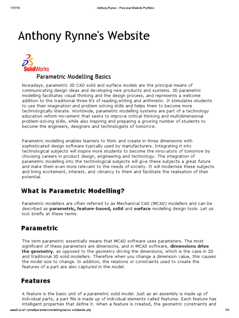 Anthony Rynne - Personal Website Portfolio | PDF | Computer Aided ...