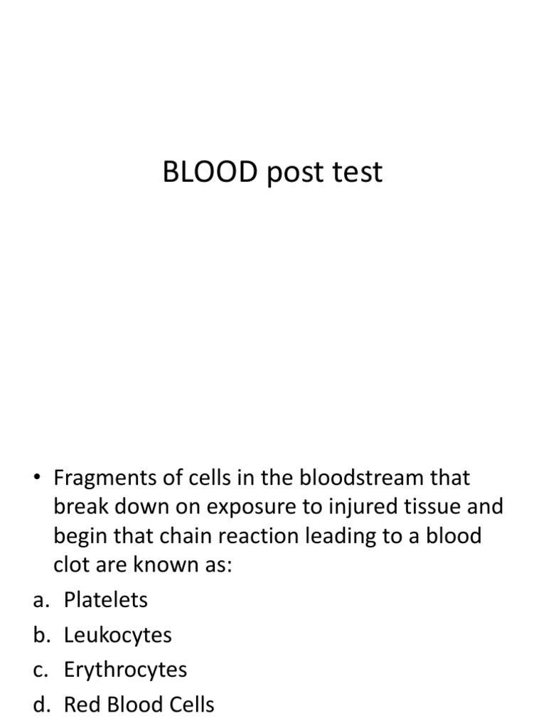 BLOOD Post Test | PDF | Vitamin B12 | Blood