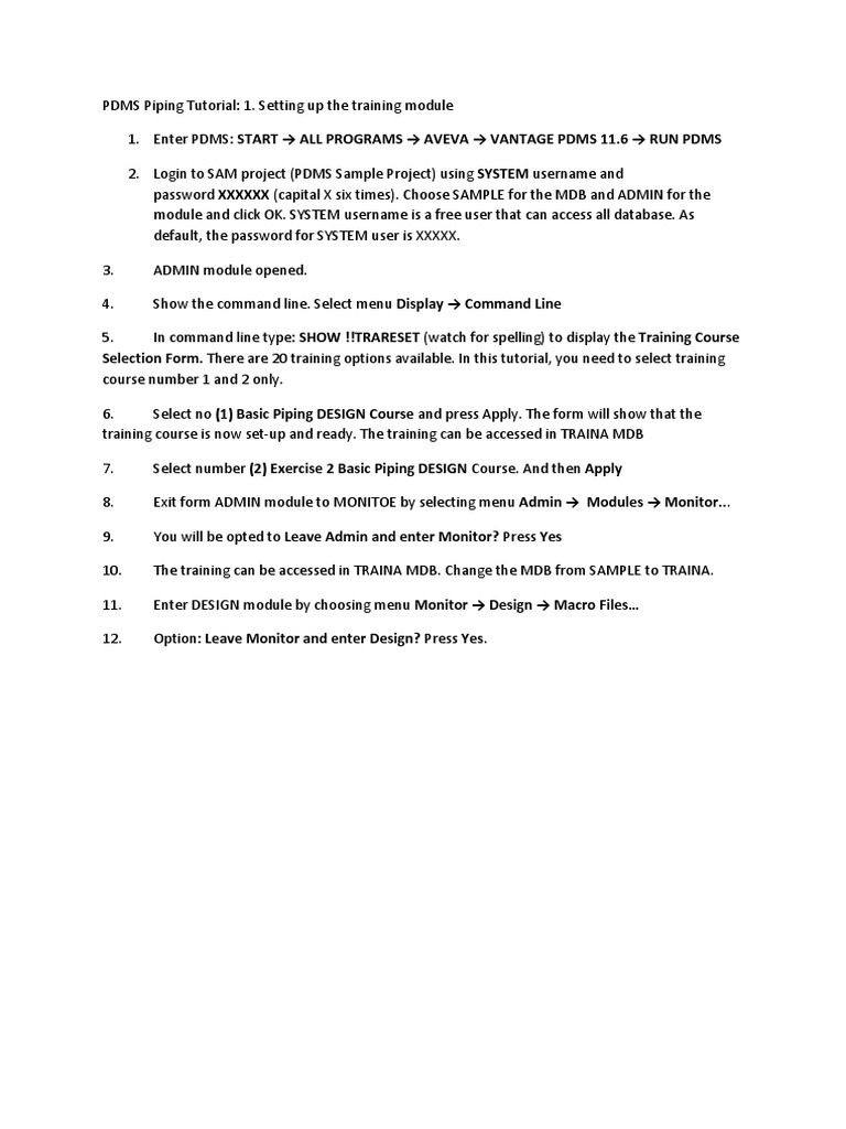 PDMS Piping Tutorial | PDF | Command Line Interface | Computer Architecture